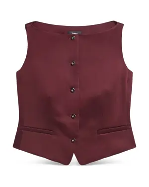 Theory Boat Neck Vest - Dark Wine