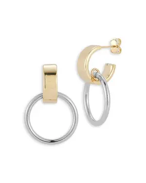 Bloomingdale'S 14k White And Yellow Circle Drop Earrings - Gold
