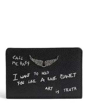 Zadig&Voltaire Zv Pass Graffiti Leather Card Holder - Black