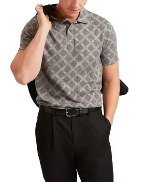 Ted Baker London Dalimi Short Sleeve Diamond Jacquard Polo - Dark Grey