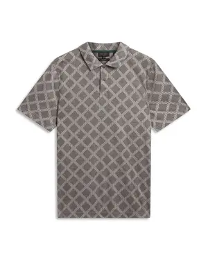 Ted Baker London Dalimi Short Sleeve Diamond Jacquard Polo - Dark Grey