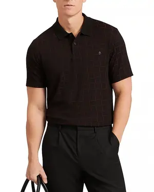 Ted Baker London Eduard Short Sleeve Square Jacquard Polo