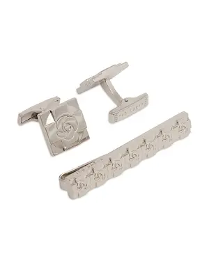 Ted Baker London Rosemel Rose Cufflinks & Tie Bar Set Silver