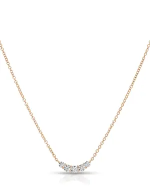 Ef Collection 14k Yellow Diamond Curved Bar Necklace - Gold