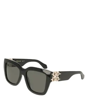 FERRAGAMO Gancini Chain Hinge Square Sunglasses 55mm - Black