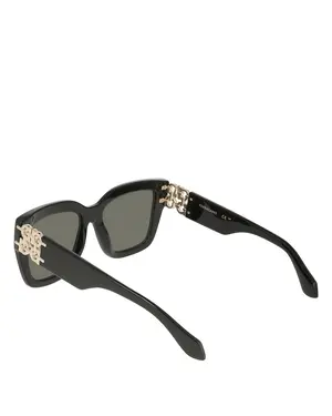 FERRAGAMO Gancini Chain Hinge Square Sunglasses 55mm - Black