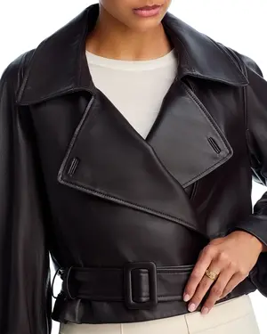 Nour Hammour Hatti Leather Crop Jacket - Rich Brown