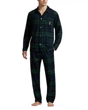 Polo Ralph Lauren Morning Robe Bear Plaid Pajama Set - Black Plaid