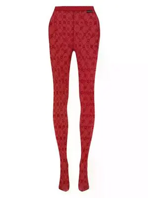 MARINE SERRE Moonogram Patterned Tights - Red
