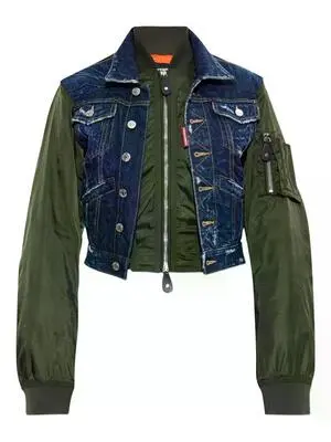 Dsquared2 Denim-paneled Bomber Jacket - Green