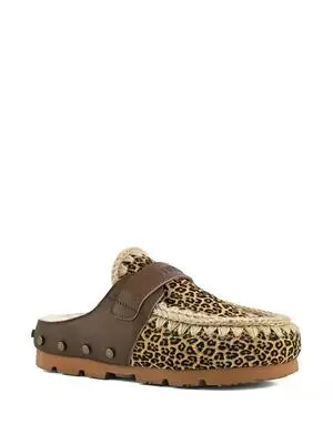 Mou Winter Bio Studded Leopard Mules