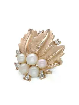 TRIFARI Leaf Faux-pearl Clip-on Earrings - Gold