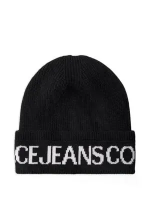 Versace Intarsia-knit Logo Beanie - Black