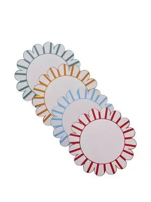 MISETTE Scalloped Stripe Placemats - White
