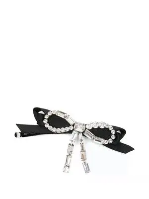 JIMMY CHOO Crystal Bow Detail Hair Clip - Black