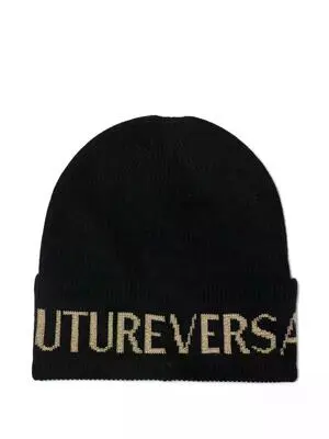 Versace Intarsia-knit Logo Beanie - Black