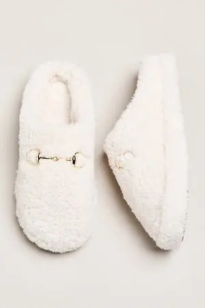 Maeve Sherpa Fleece Bit Scuff Slippers - Cream