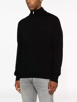 Calvin Klein Mock-neck Zip-neck Sweater - Black