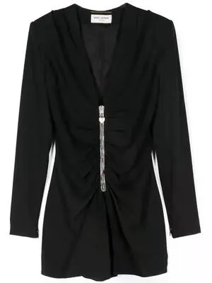 Saint Laurent Ruched Playsuit - Black
