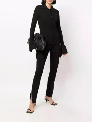 ANDREĀDAMO Long-sleeve Ribbed Cardigan With Cut-out Detail