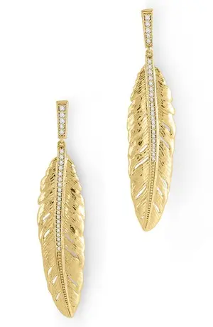 ANABEL ARAM JEWELRY Feather Drop Earrings