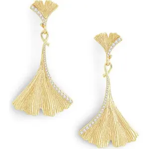 ANABEL ARAM JEWELRY Ginkgo Leaf Drop Earrings - Gold