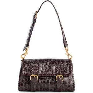 Dries Van Noten Croc Embossed Leather Satchel - Taupe