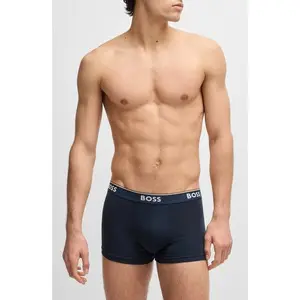 BOSS Assorted 3-pack Power Stretch Cotton Trunks - Black/blue Assorted