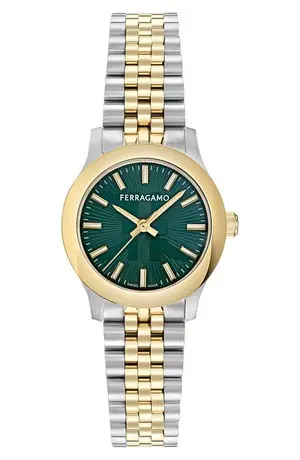 FERRAGAMO Duo Two-tone Bracelet Watch - Two Tone/green