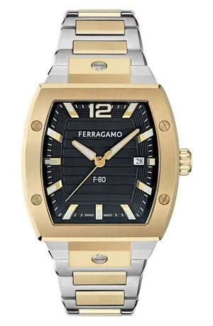 FERRAGAMO F-80 Tonneau Two-tone Bracelet Watch - Two Tone
