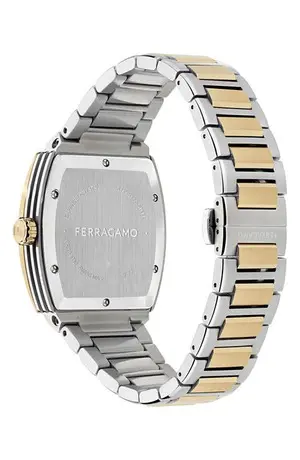 FERRAGAMO F-80 Tonneau Two-tone Bracelet Watch