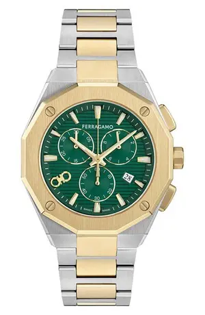 FERRAGAMO Edge Chronograph Two-tone Bracelet Watch - Two Tone