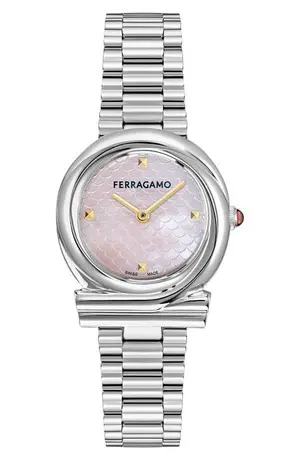 FERRAGAMO Gancini Mother-of-pearl Bracelet Watch - Stainless Steel