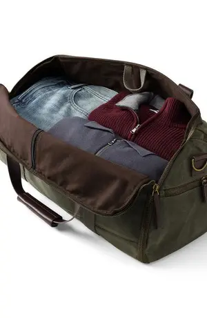 LANDS' END Waxed Canvas Convertible Garment Duffle - Olive Green