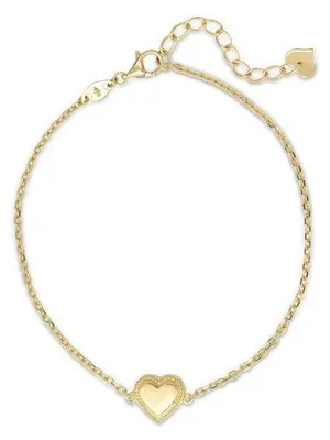 DEVATA 14k Gold Heart Charm Chain Bracelet - Yellow Gold