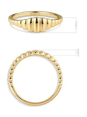 DEVATA Ribbed Ring In Gold Plated Sterling Silver