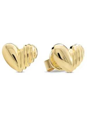 DEVATA Sweet Heart 14k Gold Stud Earrings - Yellow Gold