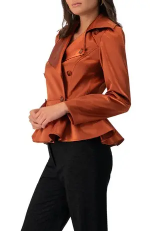 IVONNE Short Double-breasted Trench Coat - Chedron