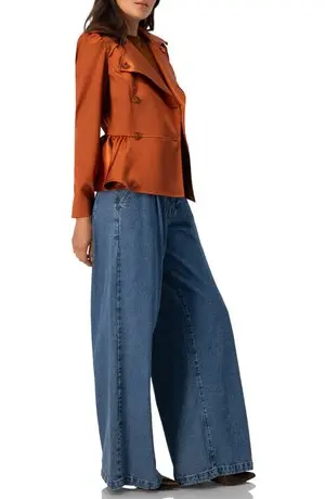 IVONNE Short Double-breasted Trench Coat - Chedron