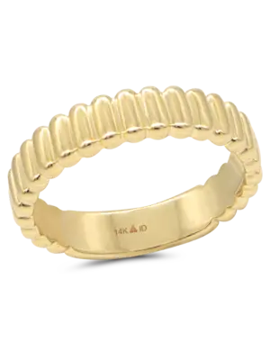 DEVATA 14k Gold Ribbed Band Ring