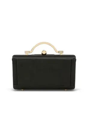 Badgley Mischka Emma Satin Minaudiere With Outer Pocket - Black