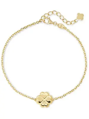 DEVATA Clover Heart Chain Bracelet - Yellow Gold