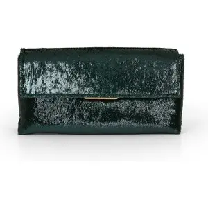 Badgley Mischka Angel Faux Pony Hair Envelope Clutch - Emerald