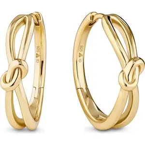 DEVATA Love Knot Hoop Earrings In Gold Plated Sterling Silver - Yellow Gold