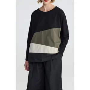LUUKAA Colorblock Blouse With Asymmetrical Hem