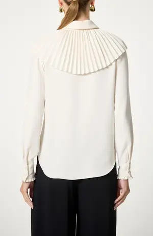 Trina Turk Windmill Pleated Blouse - Winter White