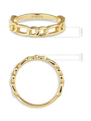 DEVATA Figaro Link Ring In Gold Plated Sterling Silver