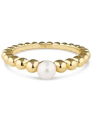 DEVATA Gold Plated Freshwater Pearl Beaded Ring - Yellow Gold