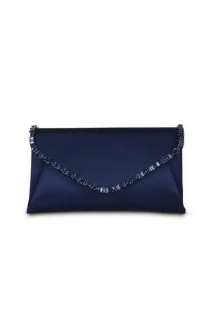 Badgley Mischka Mika Mix Crystal Neckline Envelope Clutch - Navy