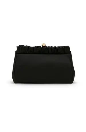 BADGLEY MISCHKA Olivia Satin Ruffle Pouch Clutch